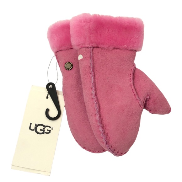 UGG | Accessories | Ugg Girls Bubblegum Pink Shearling Mittens 24 Years ...